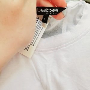 bebe | Tops | Nwt Bebe Black Lace White Muscle Workout Tee | Poshmark